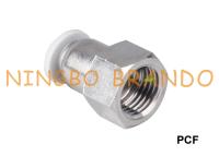 China PCF Female Straight Pneumatic Hose Fittings Push To Connect 1/8'' 1/4'' for sale