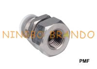China PMF Bulkhead Female Straight Pneumatic Push-In Fittings 1/8'' 1/4'' 3/8'' 1/2'' for sale