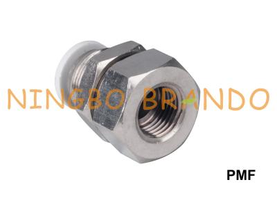 China PMF Bulkhead Female Straight Pneumatic Push-In Fittings 1/8'' 1/4'' 3/8'' 1/2'' for sale