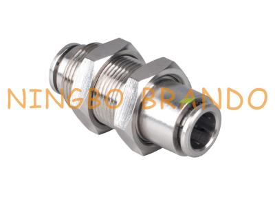 China Brass Pneumatic Push In Air Fittings Bulkhead Union 6mm 8mm 1/8'' 1/4'' for sale