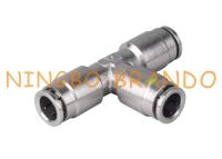 China Brass Push In Pneumatic Hose Fittings Union Tee 1/8'' 1/4'' 3/8'' 1/2'' for sale