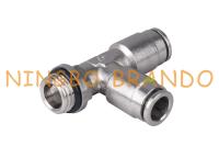 China Pneumatic Air Hose Fittings Male Run Tee 1/8'' 1/4'' 3/8'' 1/2'' for sale