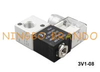 China 3V1-08 3 Way Pneumatic Air Solenoid Valve 1/4'' 12V 24V 110V 220V for sale