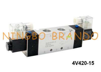 China 4V420-15 Airtac Type Pneumatic Air Solenoid Valve 5 Way 2 Postion 24V 220V for sale