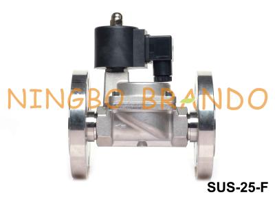 China 1'' Flange Piston Operated Solenoid Valve Stainless Steel 24VDC 220VAC for sale