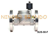 China 2'' Flange End Stainless Steel Solenoid Valve PTFE Seal 24VDC 220VAC for sale