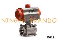 China DN50 Pneumatic Actuated Three-Piece Ball Valve Stainless Steel 304 for sale
