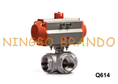 China 3 Way Stainless Steel Air Operated Ball Valve With Pneumatic Actuator for sale