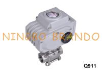 China 1'' DN25 3 Piece Electric Actuator Ball Valve Stainless Steel 304 for sale
