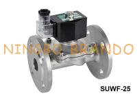 China 1'' Flanged Stainless Steel Water Solenoid Valve SUWF-25 DN25 220V 24V for sale
