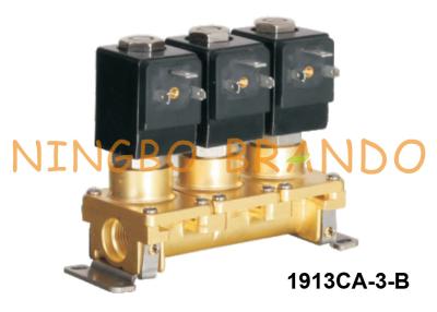 China 1/8'' 1/4'' Multi Way 3 Group Brass Solenoid Valve Combination 24VDC 220VAC for sale