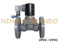 China 1/2'' Flanged UPVC PVC Plastic Solenoid Valve Anti Corrosive 24V 220V for sale