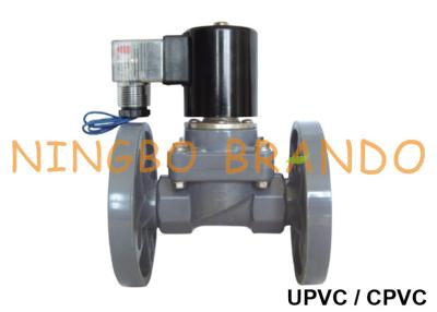 China 1/2'' Flanged UPVC PVC Plastic Solenoid Valve Anti Corrosive 24V 220V for sale