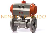 China Pneumatic Actuator 3 Piece Flanged Ball Valve 1'' DN25 Stainless Steel for sale