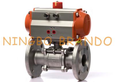 China Pneumatic Actuator 3 Piece Flanged Ball Valve 1'' DN25 Stainless Steel for sale