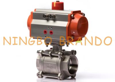China 2'' DN50 Stainless Steel 3 Piece Ball Valve With Pneumatic Actuator for sale