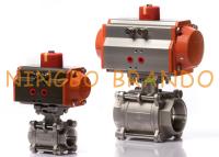 China 2 Way Pneumatic Actuator 3-Piece Ball Valve Stainless Steel 1'' 2'' for sale