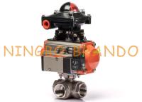 China 1'' DN25 3 Way Pneumatic Actuator Ball Valve With Limit Switch Box for sale