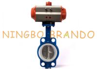China 4'' DN100 PTFE Seat Wafer Butterfly Valve With Pneumatic Actuator for sale