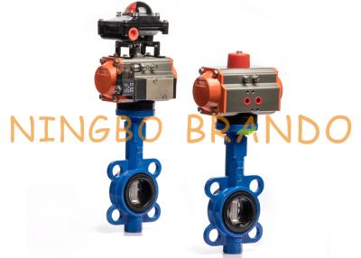 China Pneumatic Rubber Lined Wafer Butterfly Valve With Actuator Limit Switch for sale