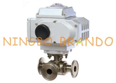 China Sanitary 3 Way Tri Clamp Electric Actuator Ball Valve Stainless Steel for sale