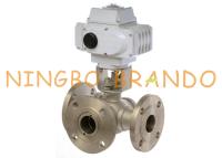 China Electric Actuator 3 Way Flange Ball Valve Stainless Steel 24V 220V for sale
