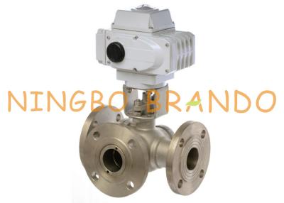 China Electric Actuator 3 Way Flange Ball Valve Stainless Steel 24V 220V for sale