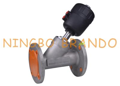 China 2 Inch Flanged Pneumatic Angle Seat Valve Plastic Head DN50 PN16 for sale