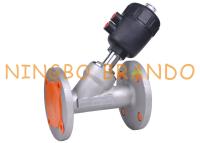 China Y Type Plastic Head Pneumatic Flanged Angle Seat Valve 1.5'' DN40 PN16 for sale