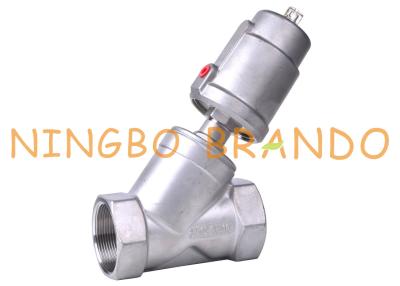China 2'' DN50 PN16 Pneumatic Threaded Angle Seat Valve Stainless Steel Head for sale