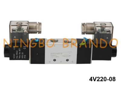 China 4V220-08 Airtac Type Pneumatic Double Solenoid Valve 5/2 Way 24V 220V for sale