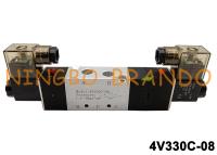 China Airtac Type 1/4'' 4V330C-08 Solenoid Air Valve 5 Position 3 Way for sale
