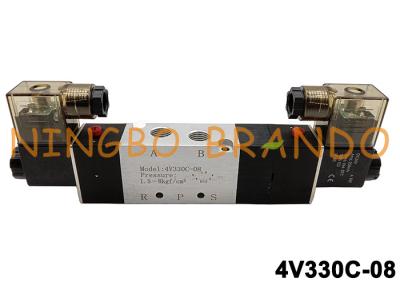 China Airtac Type 1/4'' 4V330C-08 Solenoid Air Valve 5 Position 3 Way for sale