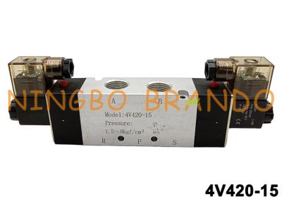 China AirTAC 1/2'' Pneumatic Solenoid Valve 4V420-15 Double Coil 24V DC for sale
