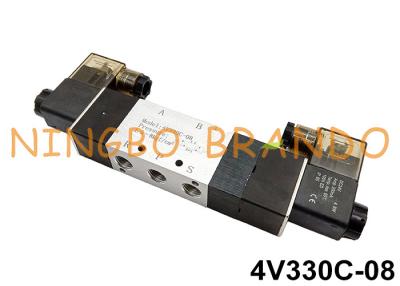 China 4V330C-08 5/3 Way 1/4'' Solenoid Control Valve Close Center DC 24V for sale