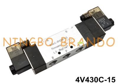 China 4V430C-15 5Ports 3Position Pneumatic Solenoid Valve DC24V AC220V for sale