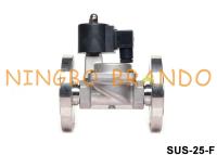 China 1'' Flange Piston Operated Solenoid Valve SS304 Body 24VDC 220VAC for sale