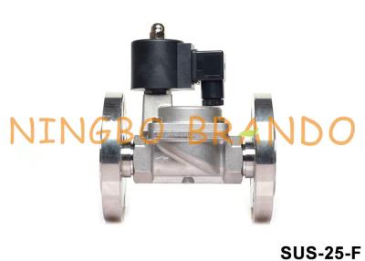 China 1'' Flange Piston Operated Solenoid Valve SS304 Body 24VDC 220VAC for sale