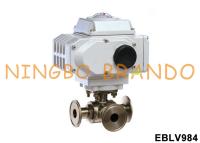 China 3 Way Tri Clamp Electric Actuator Tee Ball Valve 24V 110V 220V for sale