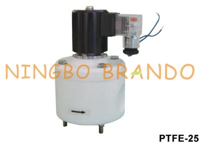 China DN25 1'' Thread PTFE Plastic Solenoid Valve Anti Corrosive 24V 220V for sale