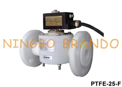 China 1'' Flanged PTFE Solenoid Valve Anti Corrosive DC24V AC220V for sale