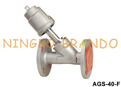 China DN40 1-1/2'' Flanged Air Actuated Angle Seat Valve Stainless Steel for sale