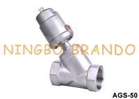 China 2'' DN50 Pneumatic Threaded Angle Seat Piston Valve SS304 for sale