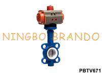 China Pneumatic Actuated Wafer Butterfly Valve PTFE Seal Cast Iron Boby for sale