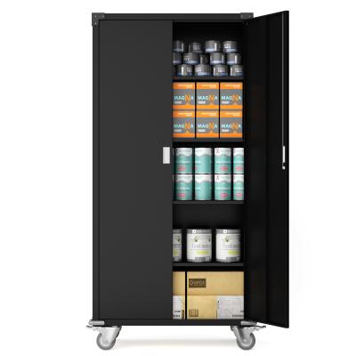 China Metal Rolling Storage Cabinet with Door and 4 Height Adjustable Shelves for Garage and Office for sale