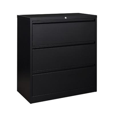 China Black Lateral File Cabinet with Lock,3 Drawer Lateral Filing Cabinet for Home Office for sale