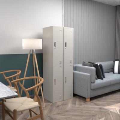 China Metal 2 Tier Staff Locker Student Locker with Clean-Lined Design Made of Stainless Steel for sale