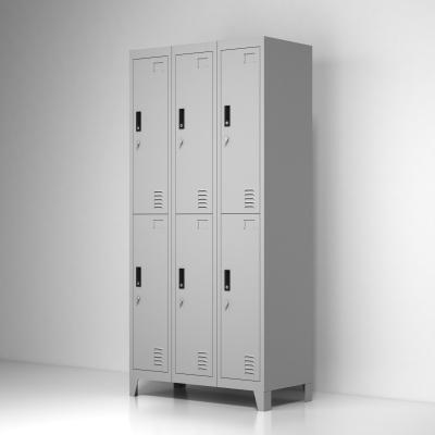 China Employee Factory Worker 6 Door Metal Locker Cabinet With Legs for sale