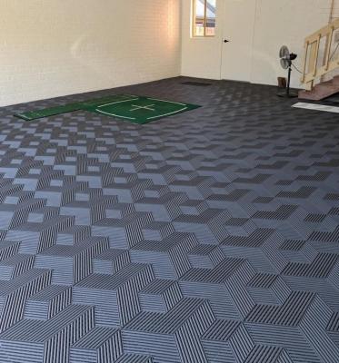 China 3D-Cubic Interlocking Plastic Garage Floor Tiles - 25 Pieces Per Box, Less Than 0.5% Water Absorption for sale