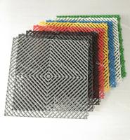 China Interlockable Polypropylene Garage Floor Tiles 400×400×18mm with Rib Pattern Surface and Chemical Resistance for sale